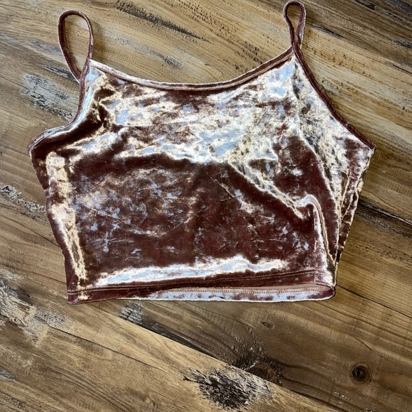 Forever 21 | Tops | Tan Beige Suede Velvet Crop Top Spaghetti Strap ...